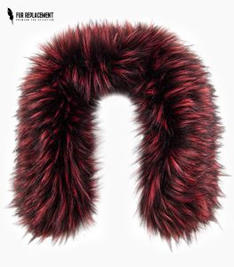 Maroon Faux Fur Trim Hood Replacement Collar (Raccoon) | Fur-replacement