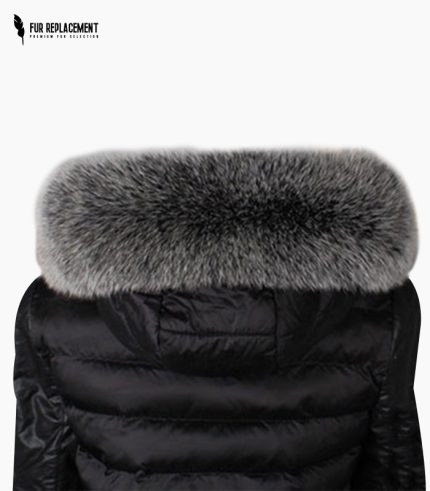 Silver Fox Fur Trim Hood Replacement Collar (Frosted)| Handmade fur